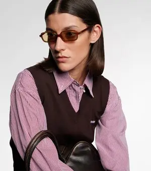 Miu Miu Logo Rectangular Sunglasses
