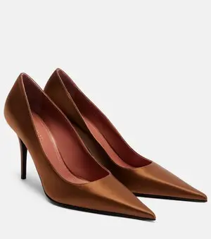 Amina Muaddi Barbara" Satin Pumps - Brown