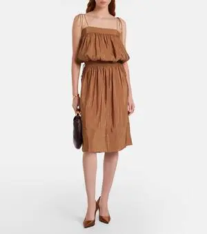Amina Muaddi Barbara" Satin Pumps - Brown