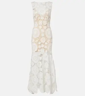 SELF-PORTRAIT Crochet Maxi Dress - White