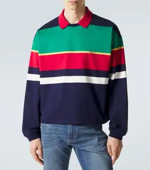 Versace Colorblocked Cotton Jersey Polo Sweatshirt