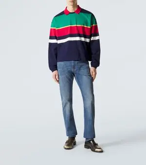 Versace Colorblocked Cotton Jersey Polo Sweatshirt