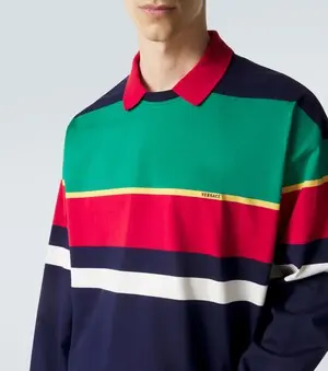 Versace Colorblocked Cotton Jersey Polo Sweatshirt