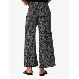 Whistles Grid-print Elasticated-waist Woven Trousers