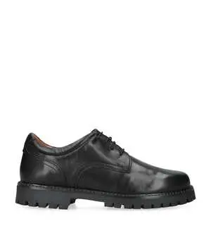 PAPOUELLI Leather Lace Up School Shoes - Black