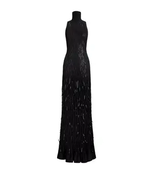 Ralph Lauren Mulberry Silk Embellished Maxi Dress - Black