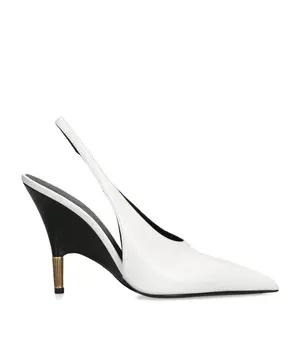 Khaite Bella Leather Slingback Pumps With Sculptural Heel - White