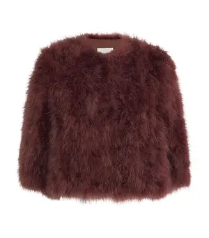 YVES SALOMON Yves Salomon Feather Cropped Jacket Red