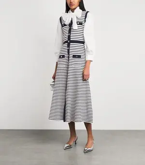 Maje Rib-knit Breton Stripe Midi Dress