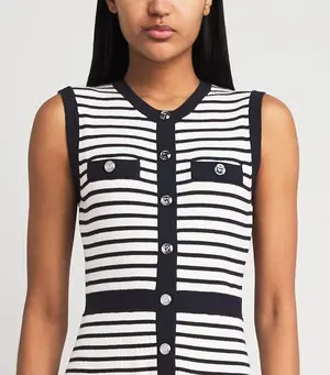 Maje Rib-knit Breton Stripe Midi Dress