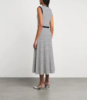 Maje Rib-knit Breton Stripe Midi Dress