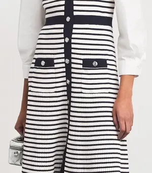 Maje Rib-knit Breton Stripe Midi Dress