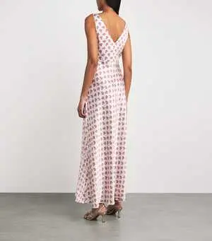 Maje Silk Floral Maxi Dress - Red