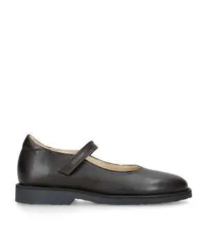 PAPOUELLI Leather Emilia Mary Jane Flats - Brown