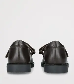 PAPOUELLI Leather Emilia Mary Jane Flats - Brown