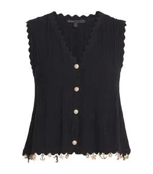 Maje Sleeveless Embellished Cardigan