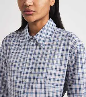 Maje Checked Rhinestone Mini Shirt Dress - White