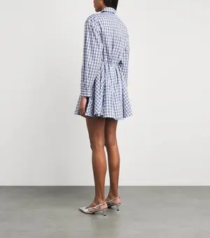 Maje Checked Rhinestone Mini Shirt Dress - White