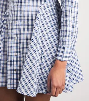 Maje Checked Rhinestone Mini Shirt Dress - White