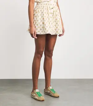 Maje Printed Button-front Mini Skirt - Yellow