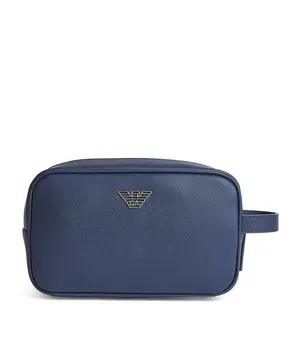 Emporio Armani Regenerated Saffiano Eagle Wash Bag - Blue