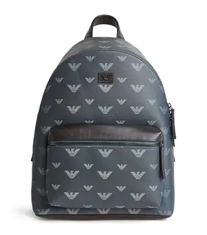 Emporio Armani Coated Canvas Eagle Backpack - Blue