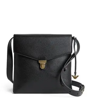 Emporio Armani Grained Leather Cross-body Bag - Black