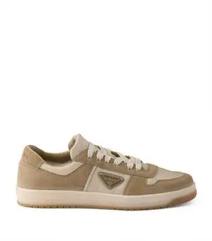 Prada Suede And Re-nylon Downtown Low Top Sneakers - Neutral