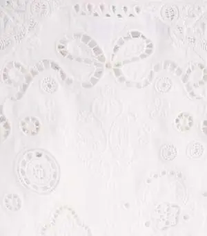 SELF-PORTRAIT Linen-cotton Embroidered Mini Dress
