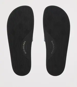 Burberry Checked Slides - Blue