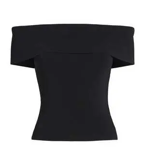 Maje Off-the-shoulder Rib-knit Top - Black