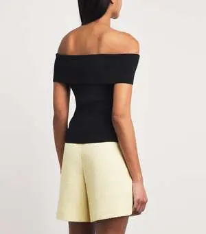 Maje Off-the-shoulder Rib-knit Top - Black