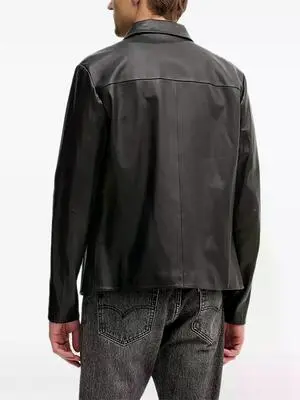 Guess Leather Zip-up Jacket - Black