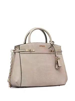 Guess Embossed Handbag With Chain Strap - Grey
