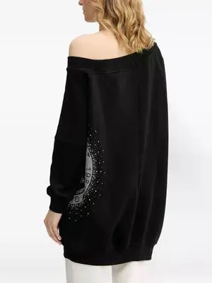 Guess Off-shoulder Rhinestone Embellished Sweatshirt