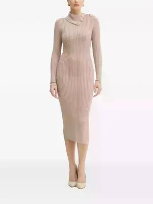 Guess Cable-knit Midi Dress With Side Slit - Neutrals