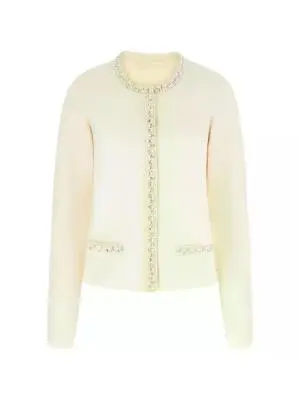 Guess Embellished Crew Neck Cardigan - Neutrals