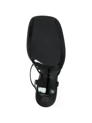 POTAMY T-strap Caged Leather Sandals - Black