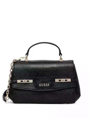 Guess Melinda Lizard-effect Tote Bag - Black