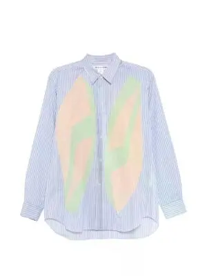 Comme Des Garçons Striped Patchwork Shirt - Blue