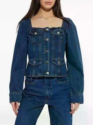 GESTUZ Indigo Square Neck Denim Jacket