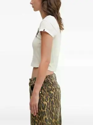 A BATHING APE Logo Print Cropped T-shirt - Neutrals
