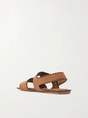 Khaite Boden Suede Sandals With Whipstitching