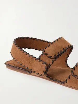 Khaite Boden Suede Sandals With Whipstitching
