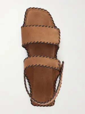 Khaite Boden Suede Sandals With Whipstitching