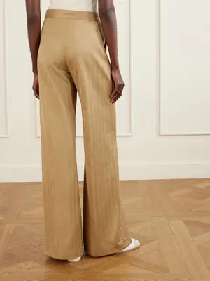 Max Mara Herringbone Cotton Wide-leg Trousers - Brown