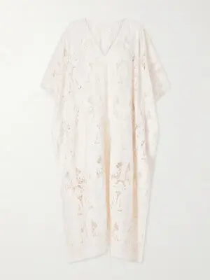 Loretta Caponi Atrani Embroidered Midi Dress