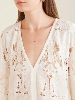 Loretta Caponi Atrani Embroidered Midi Dress