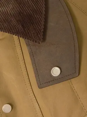 JW Anderson Cropped Corduroy-trimmed Waxed Cotton Jacket - Neutrals