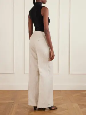 Max Mara Linen Wide-leg Tailored Trousers - Neutrals